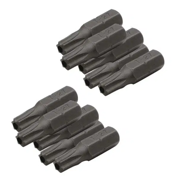 Hardware Tools - T-27 Bit for 6-Lobe Fasteners 10 Pack - Unplated Steel