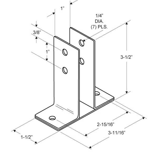 Bracket - Urinal Screen X-High for 1" - Stainless Steel