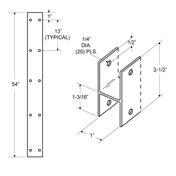 Bracket - Continuous 1" to 1" H-Bracket - Aluminum